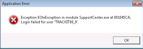 Support Center Application Error - Exception - Login Failed for user in ...